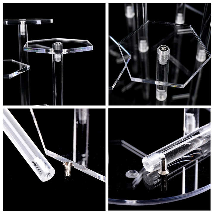 7 Tier Hexagon Acrylic Display Stands - Organize Collectibles