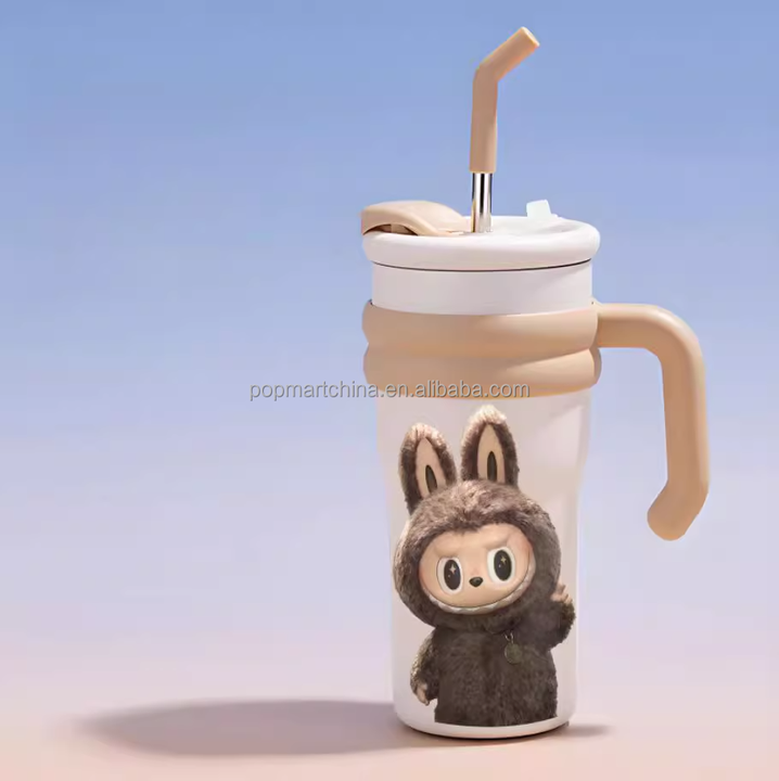 Labubu Cup 500ml 700ml Car Straw Cup 304 Stainless Steel Thermos Double ...