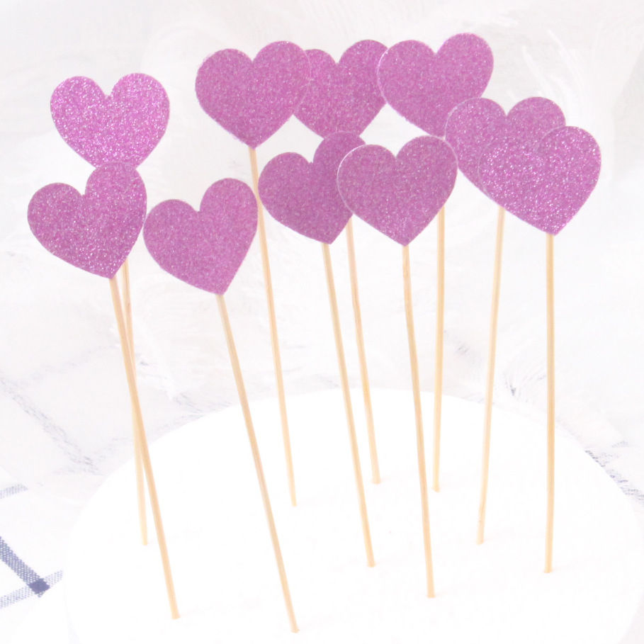 Cute Cake Toppers with Golden Glitter and Plastic Party Decorations for ...