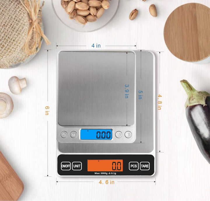 USB Powered Food Gram Scales with Two Weighing Trays Digital Kitchen ...