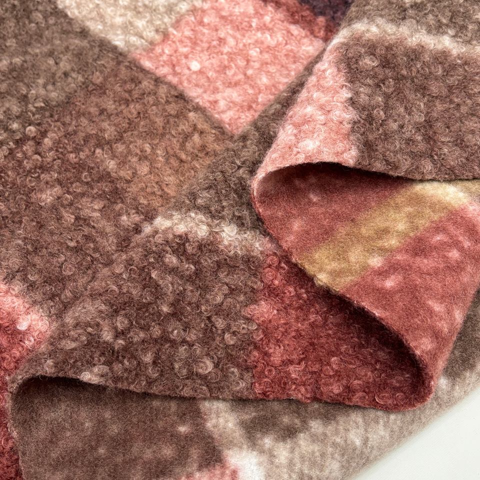 Low MOQ Customized Printed Knitted Wool-like Curly Faux Fur Stretchable ...