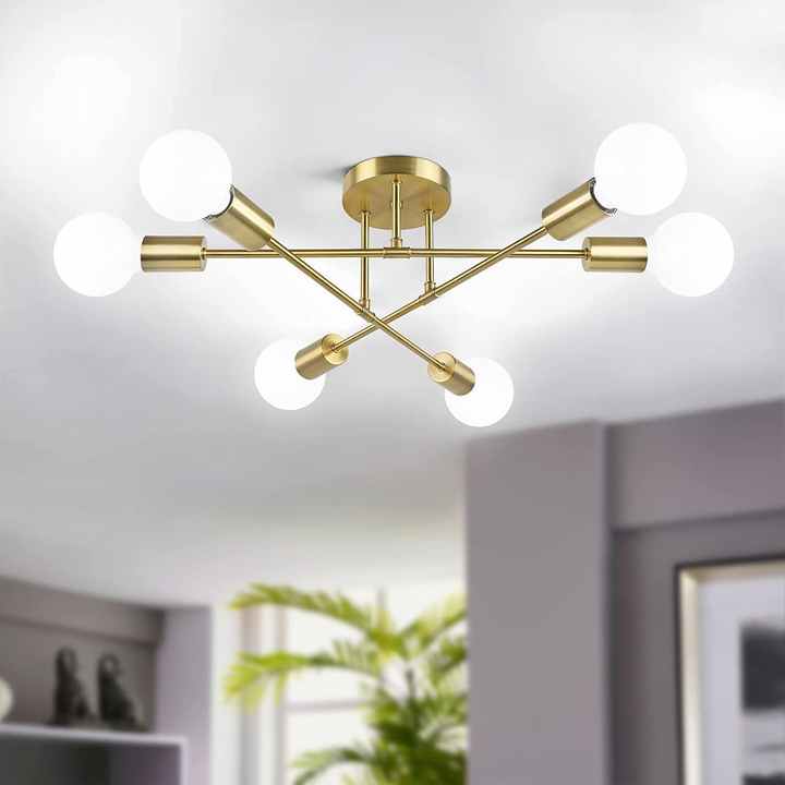 Retro Industrial Wrought Iron 6 Heads LED Ceiling Lamp