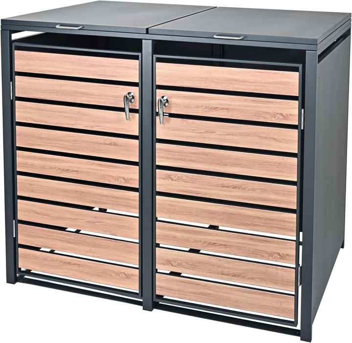 Garden Double Wheelie Bin Hideaway - Lockable Metal Storage