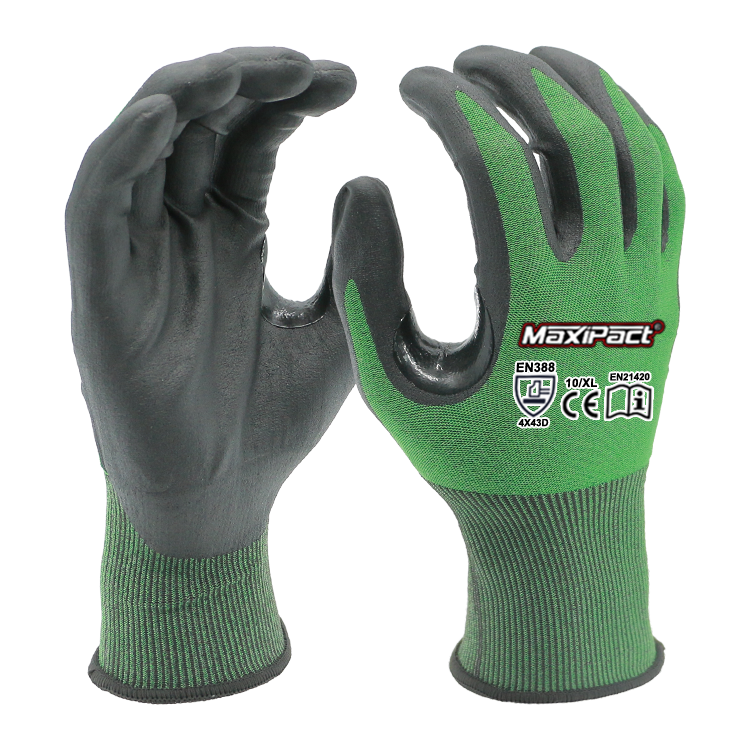 MaxiPact Heavy Duty Thumb Crotch Nbr Patch Nitrile Cut Resistant Glove ...