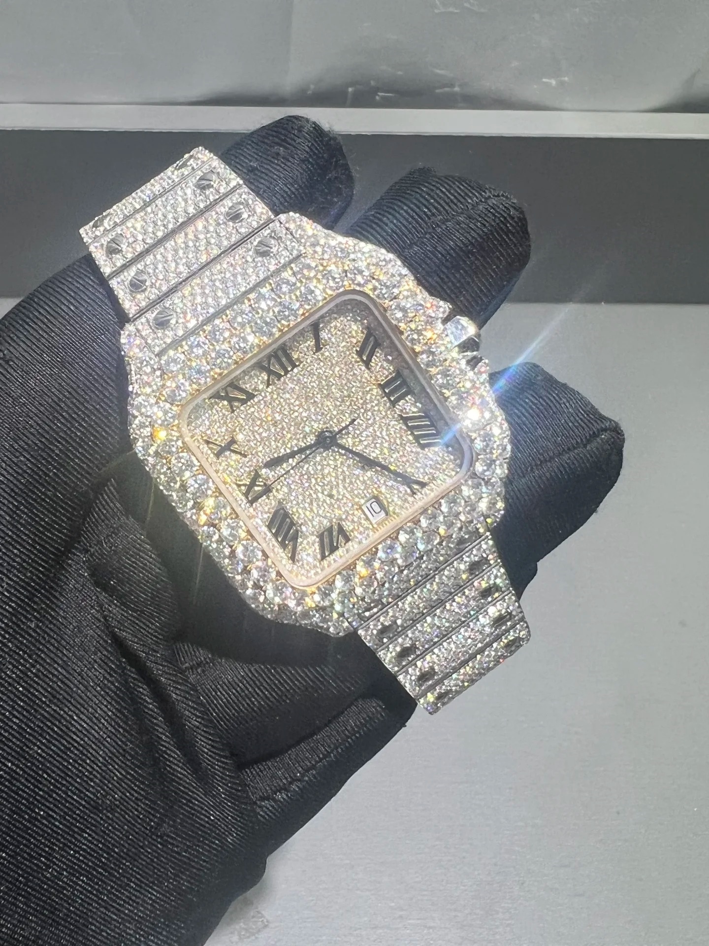 Luxuriöse Frosted Watch_1 – VVS-Moissanit-Diamanten für Herren