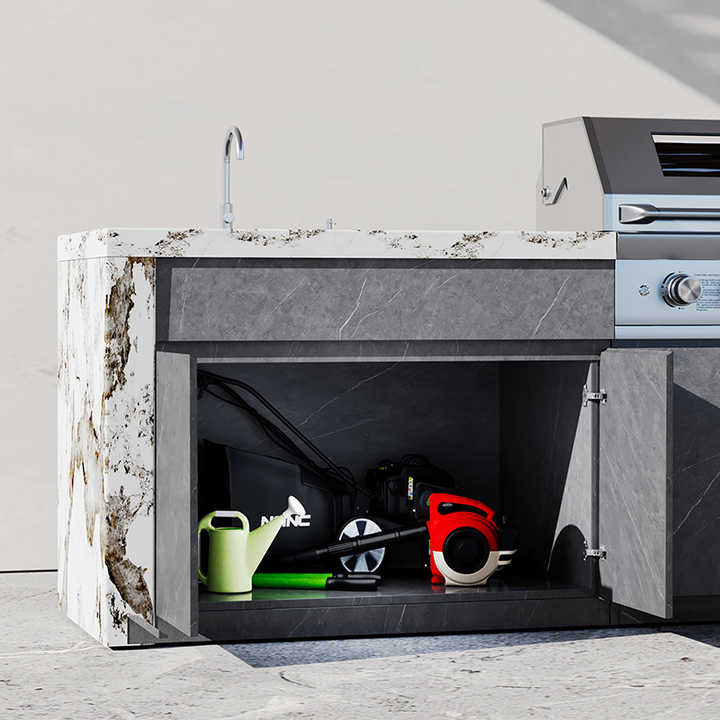 Modern Outdoor Kitchen BBQ Grill Cabinet with Sink & Accessories