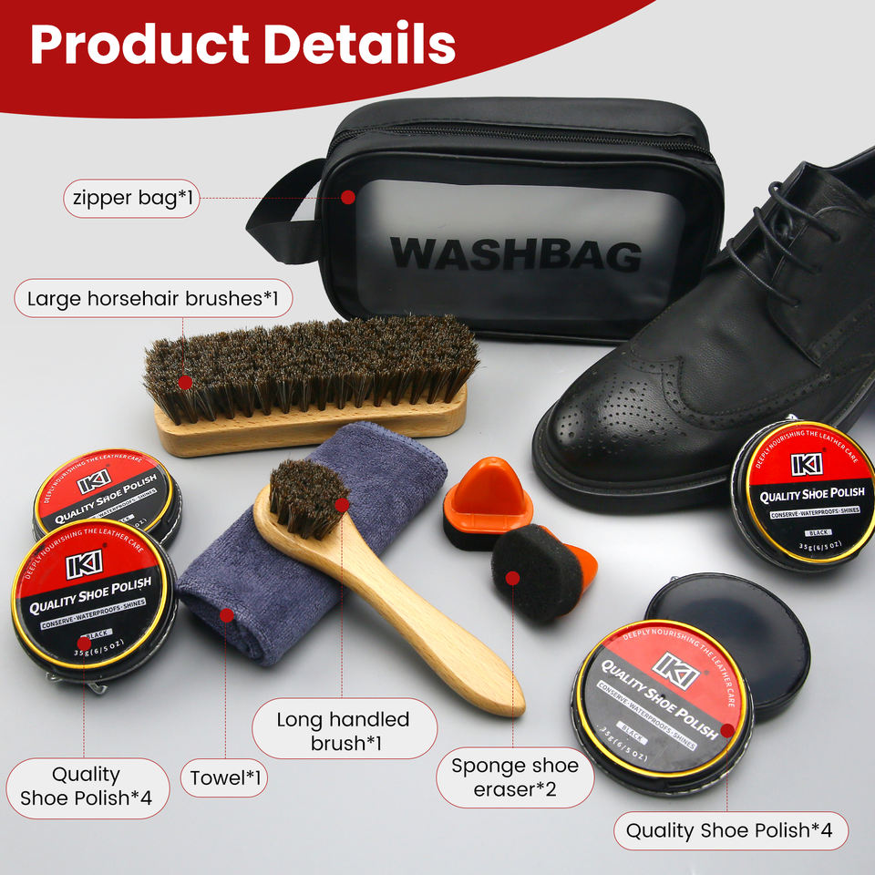 Shoe Shine Kit Shoe Polish with Horsehair Wooden Handle Brush| Alibaba.com