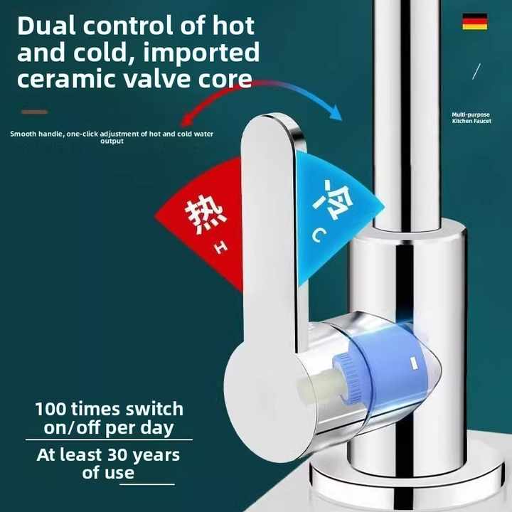 Hot and Cold Kitchen Faucet Anti-Splash Household Sink Faucet for Dish ...