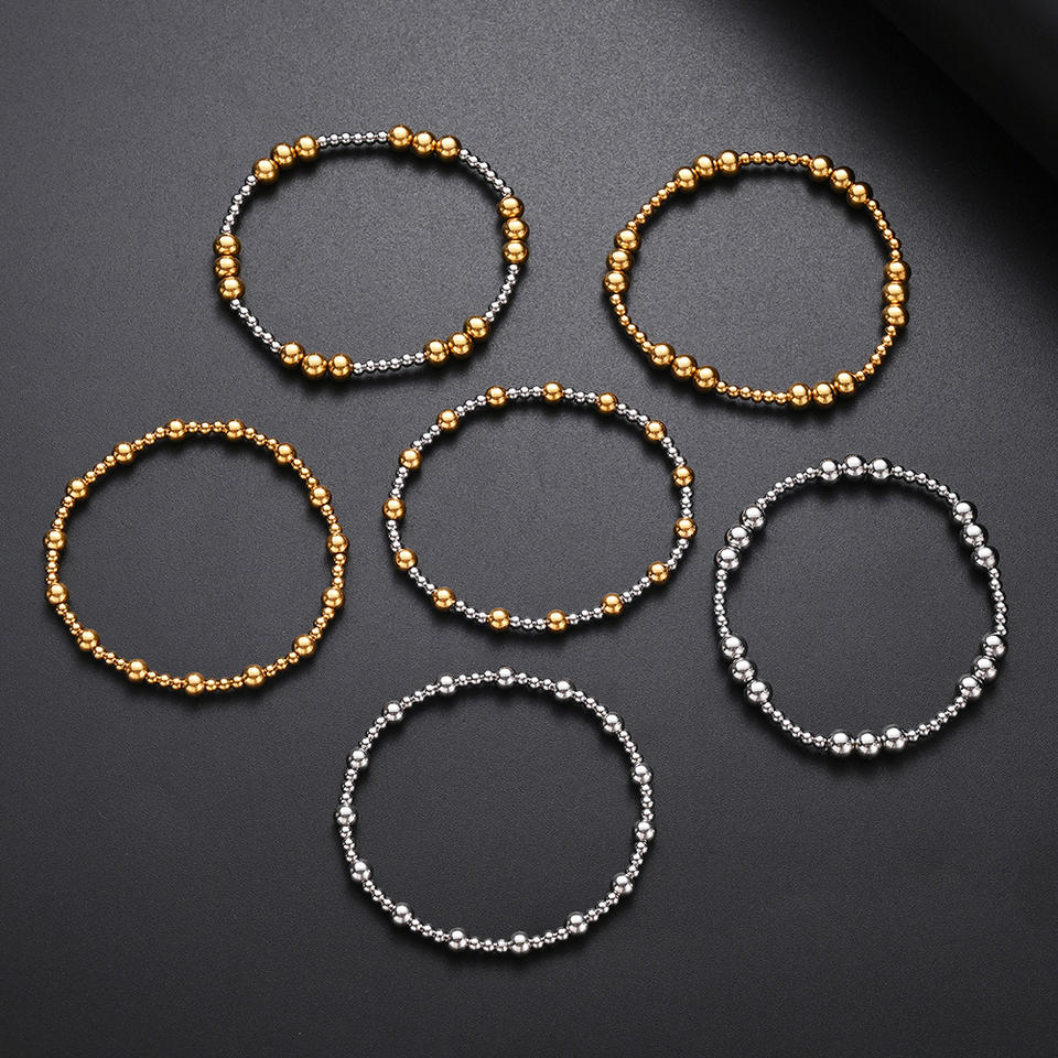 Simple Stainless Steel 18K Real Gold Plated Non-Fading Round Ball Beads ...