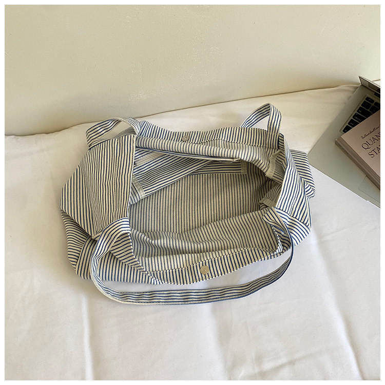 Korean Minimalist Vertical Stripe Travel Shoulder Bag Foldable ...