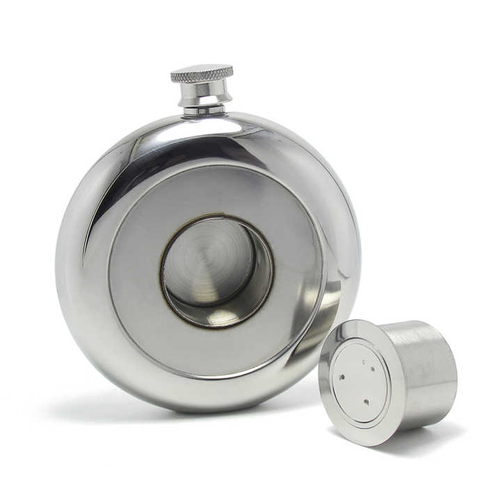 5oz Round Hip Flask Insert Cup Shot Glass Portable Travel Wine ...