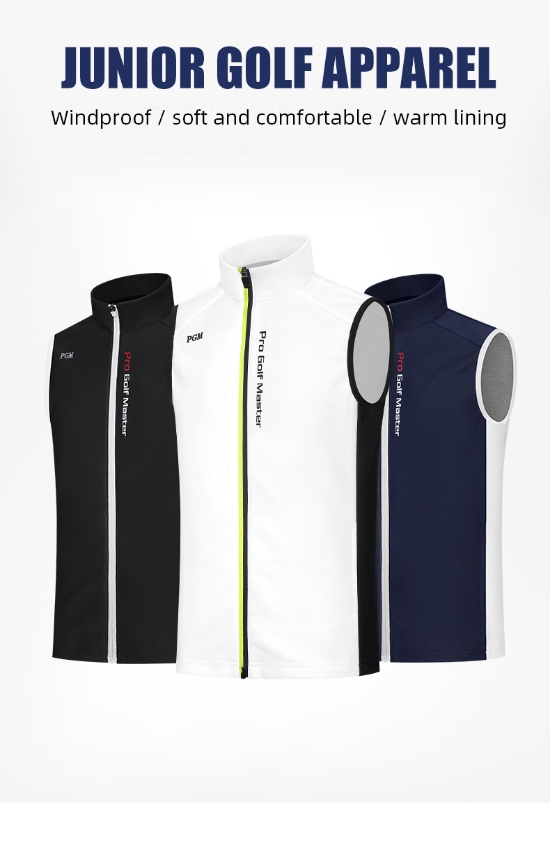 PGM YF509 kids jacket de golf zipper vest padded oem logo golf vest-企业官网