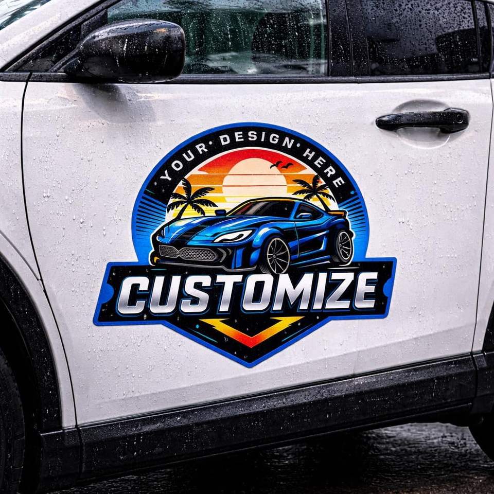 Custom Logo Vinyl PVC Vehicle Door Decal Sticker Waterproof Outdoor ...