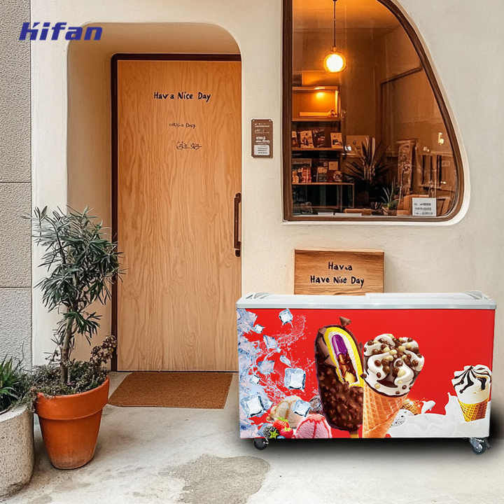 Ice Cream Display Freezer Double Door Fridge Commercial Fridge Display ...