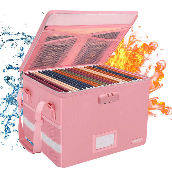 Collapsible File Storage Organizer Waterproof Fireproof Document Box ...