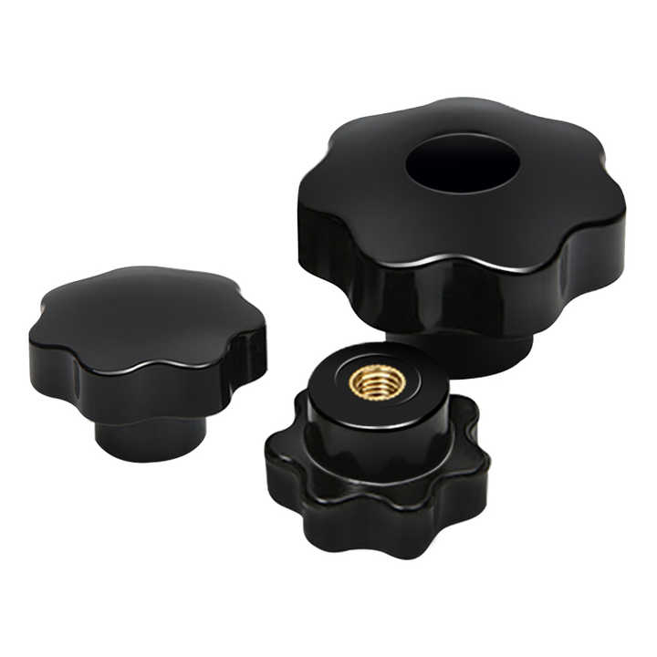 M4 M5 M6 M8 M10 Female Thread Star Handle Nut Knobs Black Plastic Screw-On Handle Clamping Knob ...
