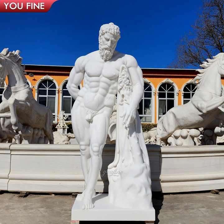 Outdoor Garden Carving Man Marble Statue Roman Nude Muscle Man Statue