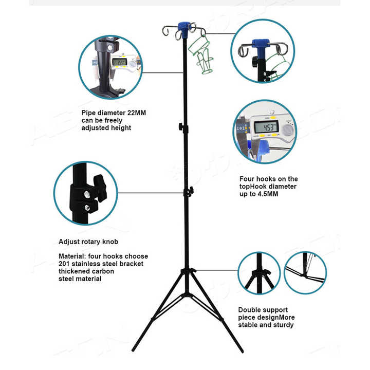 Portable Folding Hospital IV Pole Medical Infusion Stand Height ...