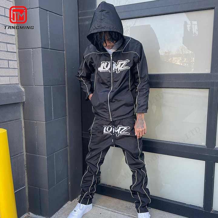 Custom Logo Reflective Hoodies and Joggers Set for Men