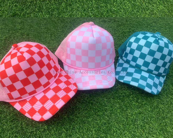 Feeling Lucky Foam Mesh Trucker Checkered Snapback Hat Cap Colorful ...