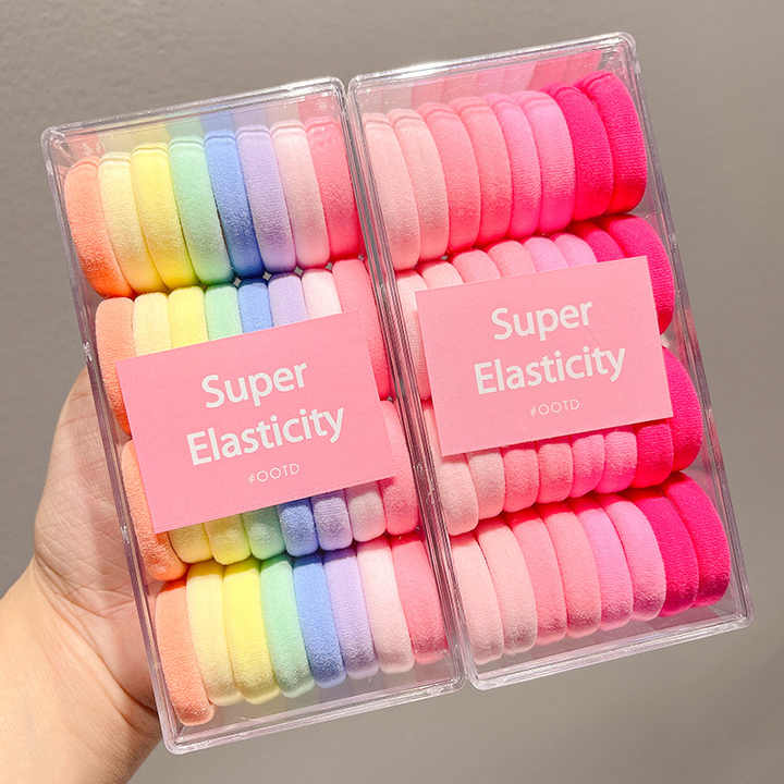 KUACHI Wholesale Box High Elastic Kids Hair Ties Rubber Band Custom ...