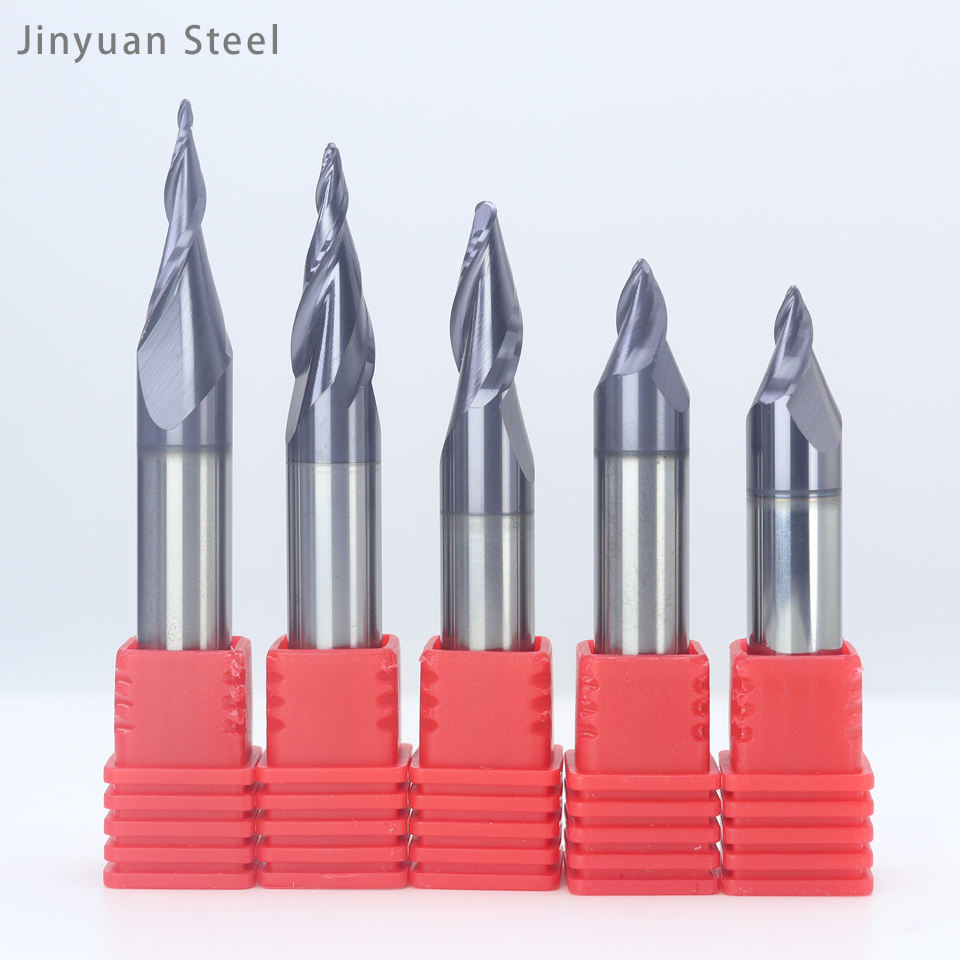 Jinyuan Steel Milling Cutter 60 Tapered Ball Nose End Mill TiSiN Coated ...