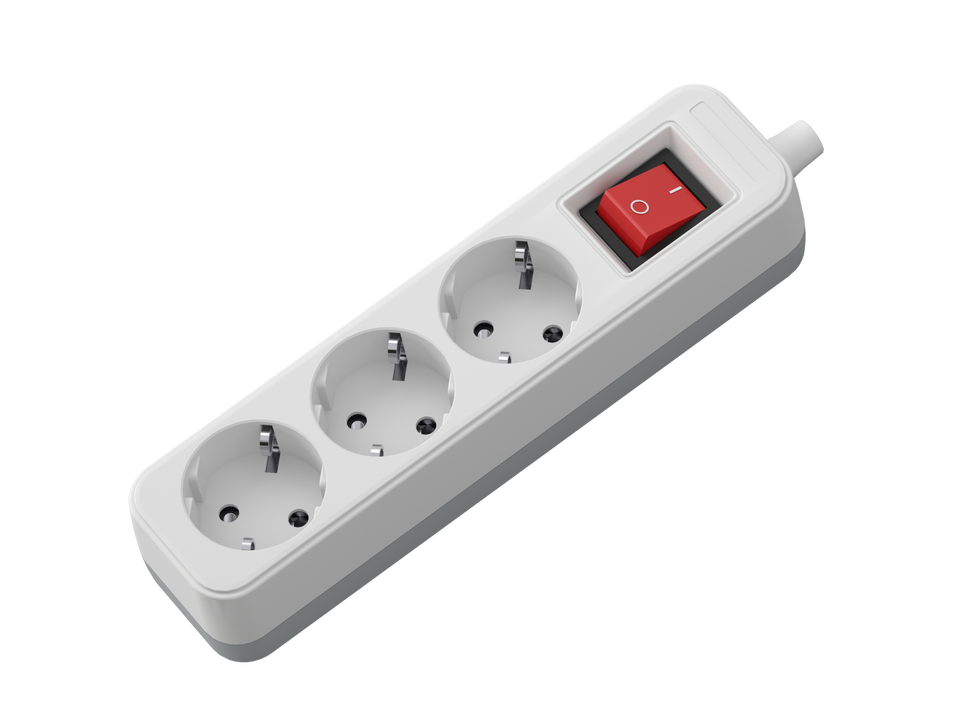EU Standard 3-Way Grounding Extension Socket with Power Strip and ...