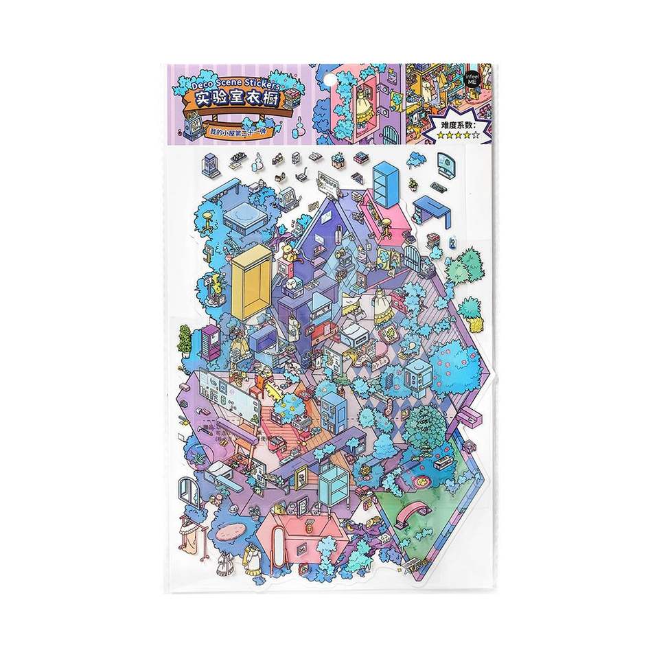 4 Sheets/pack Miniature 2.5D Large-Size Scenery Stickers My Little ...