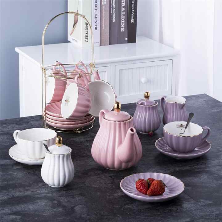 British Afternoon Tea Set Luxury Nordic Style European Ceramic Home Teapot Coffee Cup Set Gift ...