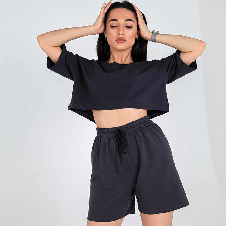 High Quality Women's Casual Sportswear Set-slimming Crew Neck T-shirt ...