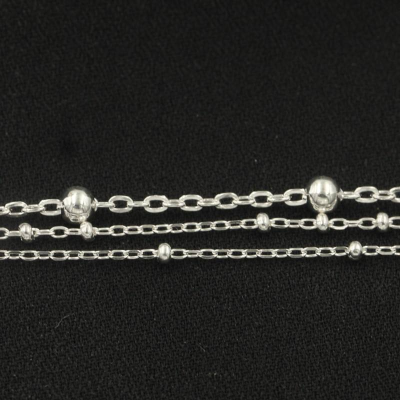 Genuine 925 Sterling Silver Ball Chains Footage Fashion DIY Jewelry ...