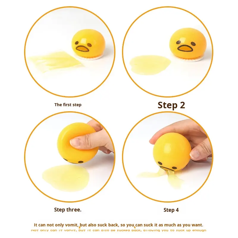 Seven-color Cute Rubber Creative Vomit Egg Decompression Squeeze Stress ...