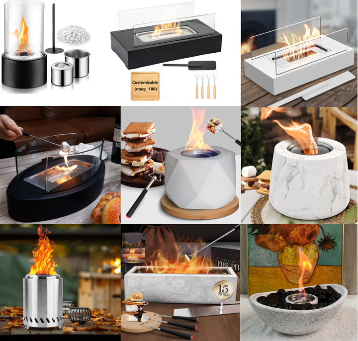 Rectangular Glass fire pit Small Portable Ethanol Fireplace Bio Ethanol ...