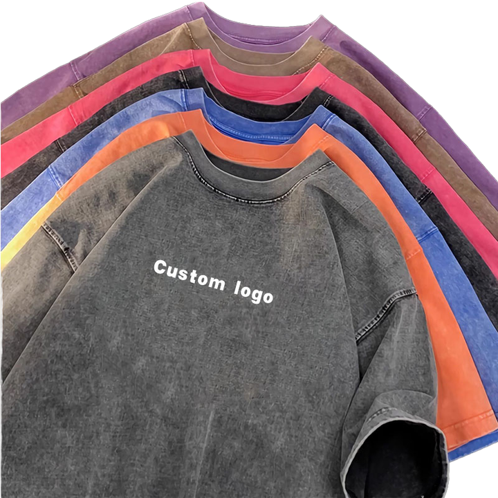 Custom Printed Logo Oversized Washed Old 100% Cotton Short Sleeve Loose ...