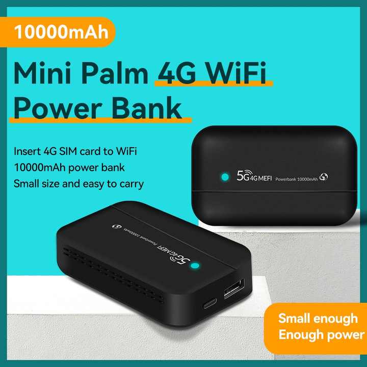 10000mah 4G Mobile Hotspot - Portable Wi-Fi with Power Bank