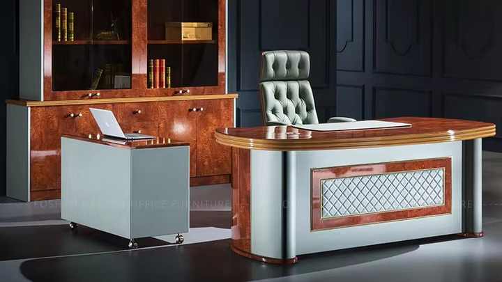Italian style luxury classic PU leather decoration MDF glossy office ...