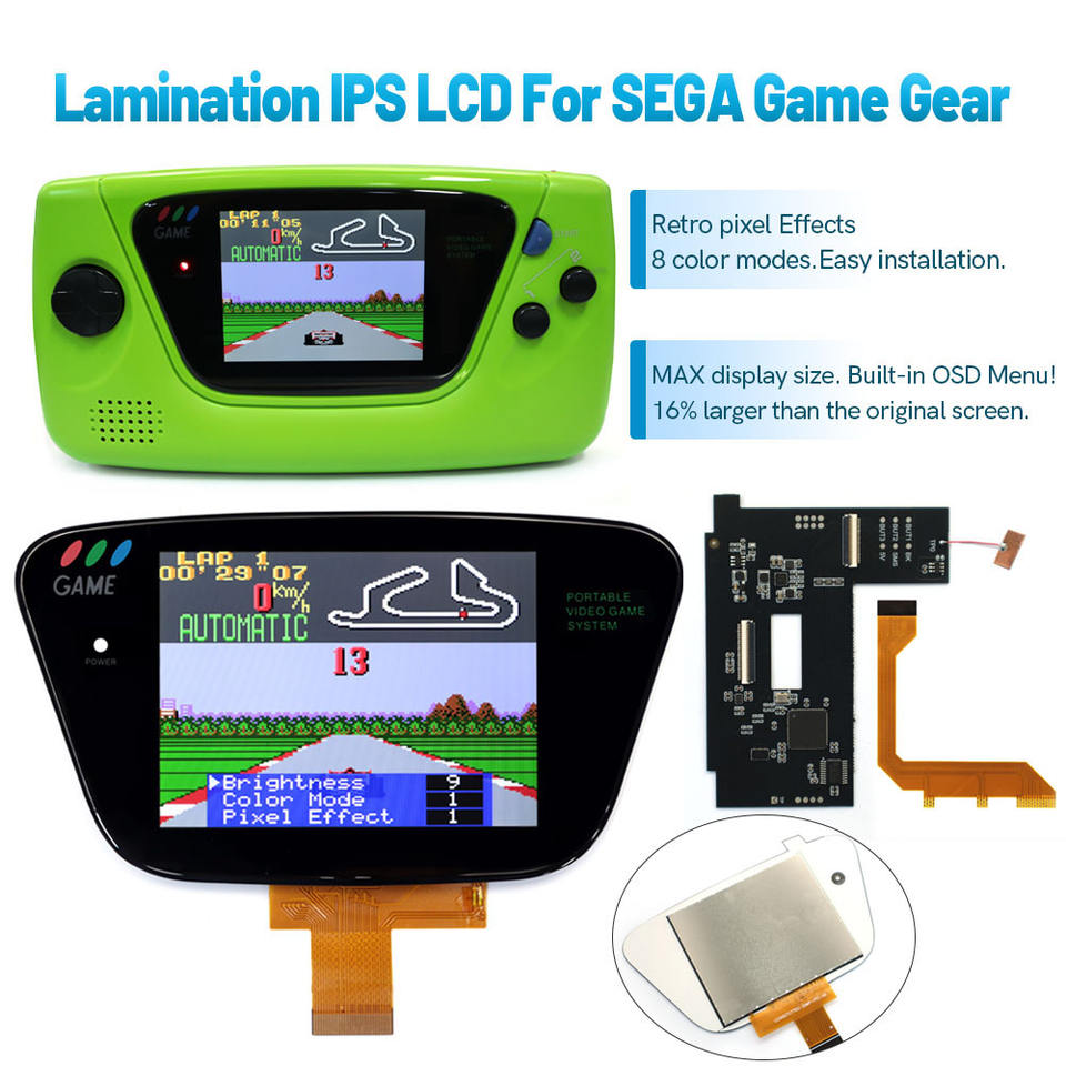 Laminated 3.5" 640x480 HD Retro Pixel IPS LCD Kit for SEGA Game Gear