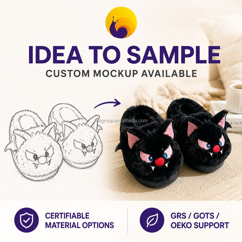 Custom Super Soft Plush Reindeer Animal Slippers Organic Cotton Stress ...