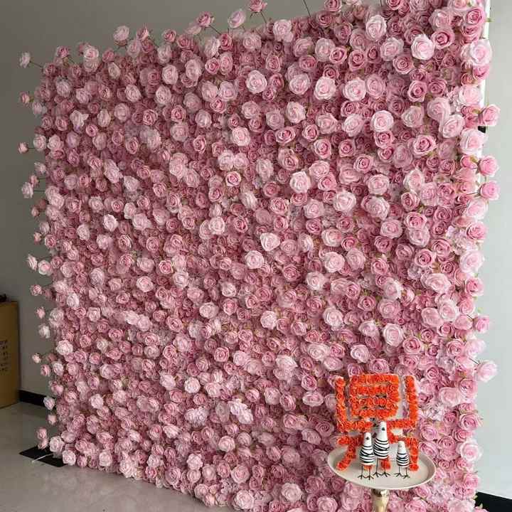 Custom Pink Silk Wedding Artificial Rose Wall for Festive Occasions ...