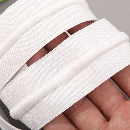 White Knitted Elastic Band With Drawstring Cord in 40mm 70% Polyester ...