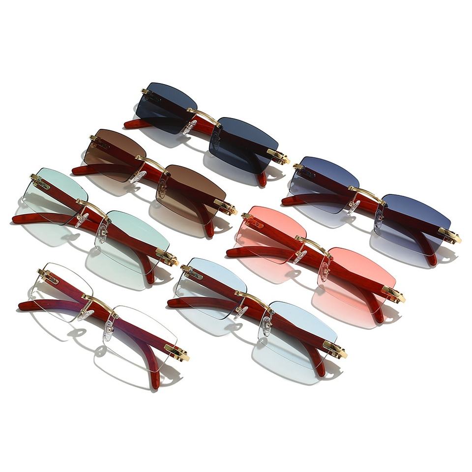 Rimless Unisex Fashion Sunglasses Metal Frame Gradient UV400 Protection ...