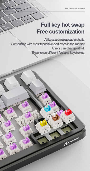 Attack Shark M86 Wireless Mechanical Keyboard BT RGB Three-mode ...