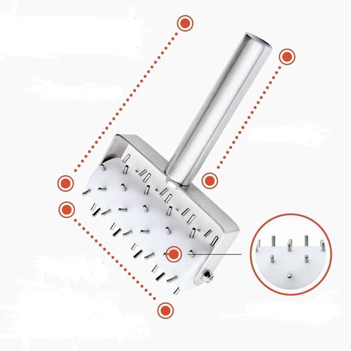 Pizza Dough Rolling Pin with Stainless Steel Spikes Square Metal ...