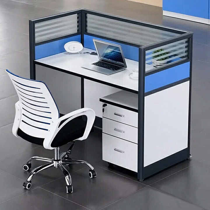 Modern 4 Person Wood Office Desk - Staff Partition Workstation