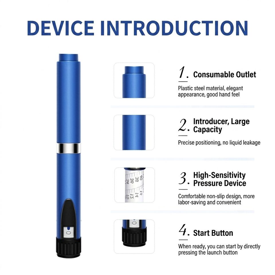 V2 Metal Reusable Injection Pen for Personal Care, Lightweight ...