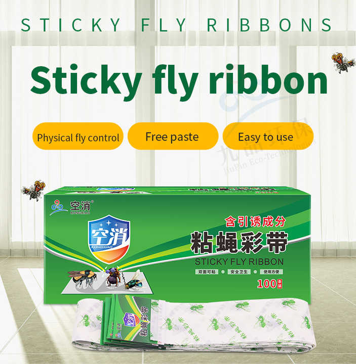 Sticky Fly Tape 100 Strips Per Box, Double-sided Adhesive, Fruit ...