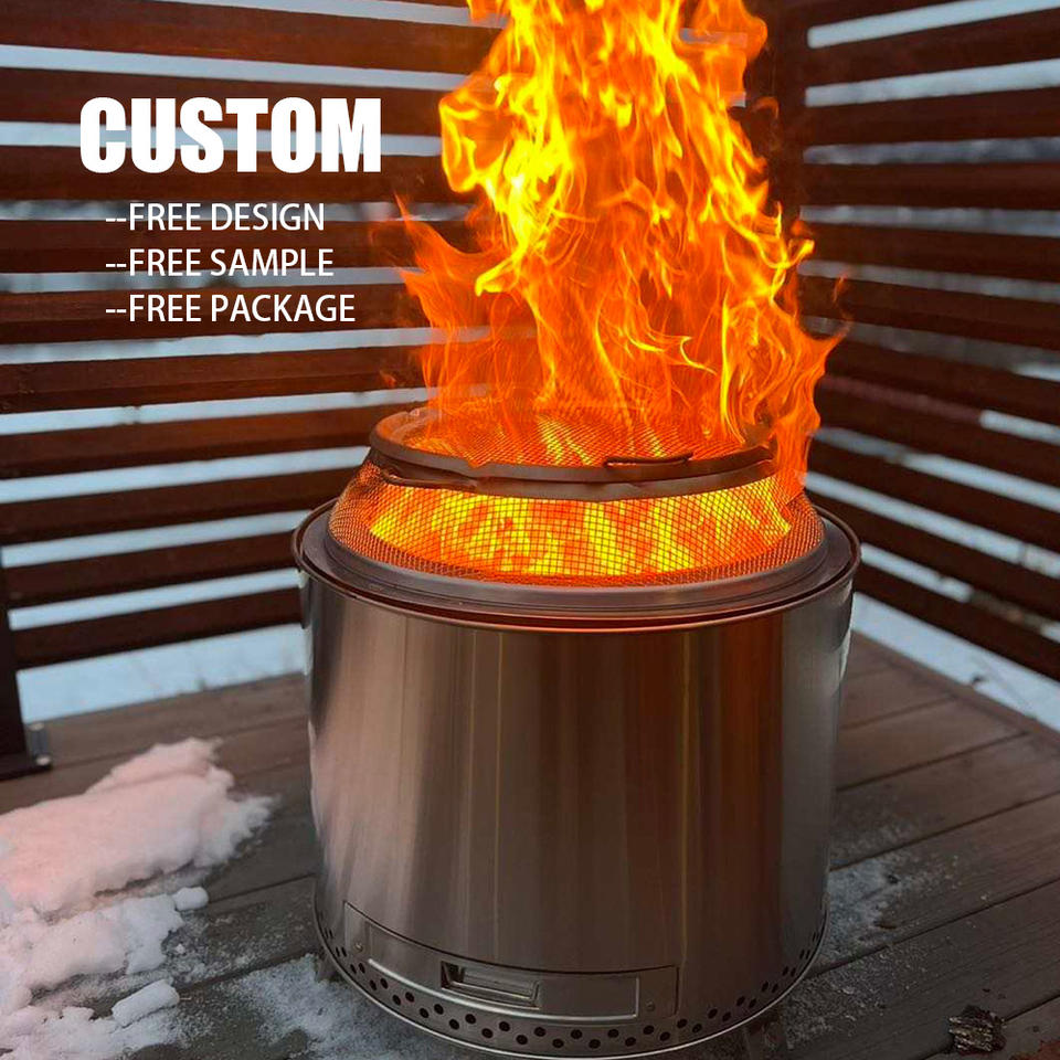19.5 Inch Portable Outdoor Stainless Steel Fire Pit with Removable ...