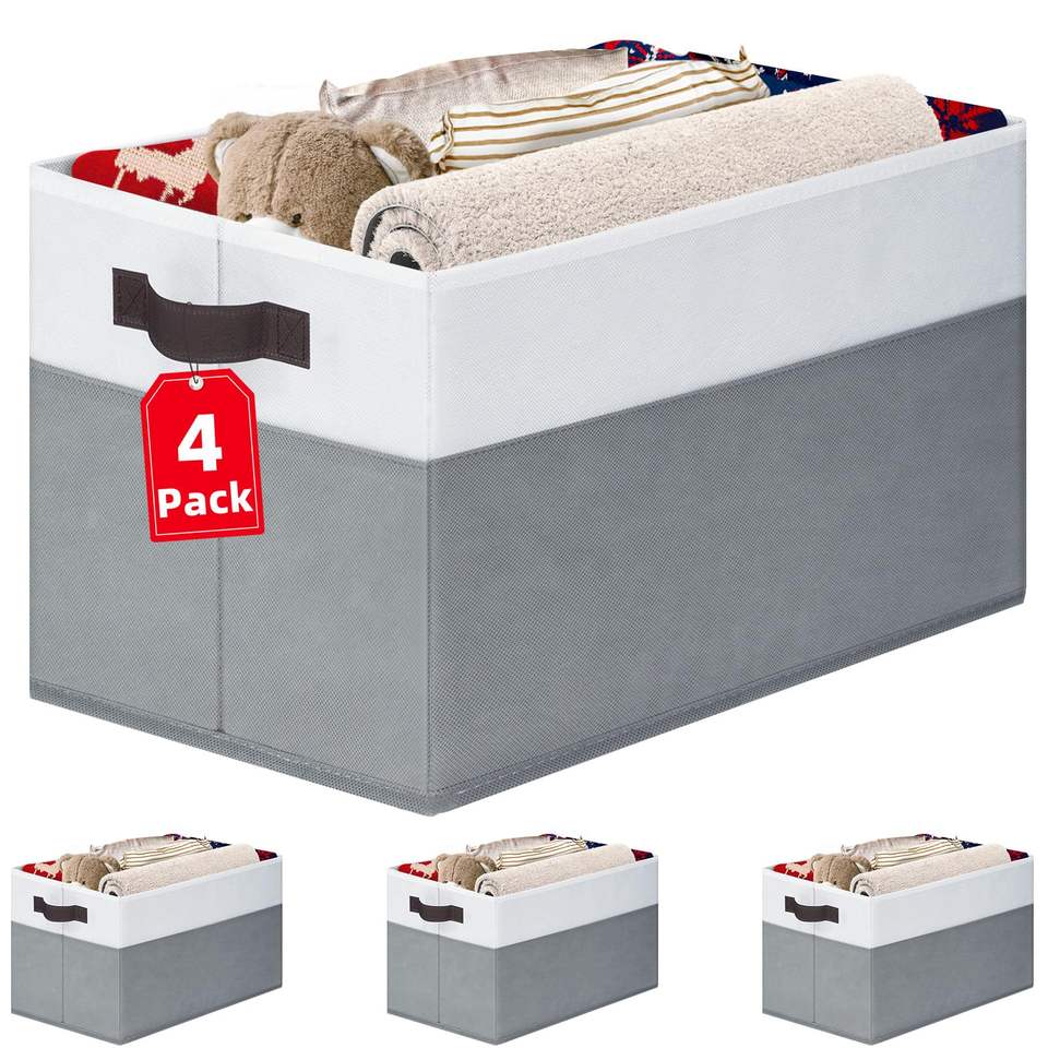 Large Storage Baskets for Shelves Decorative Collapsible Baskets Fabric ...