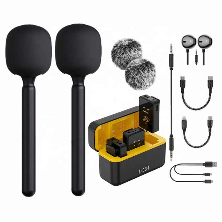 2Mic Professional Wireless Microphone Set Handheld Hand Stick Noise ...