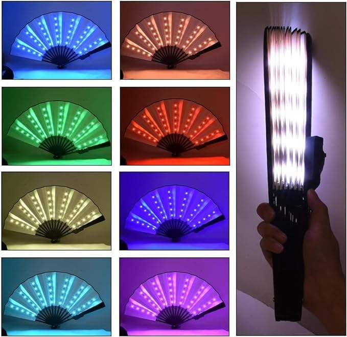 Wooden LED Hand Fan Stage Performance Show Night Party Rave Fan LED ...